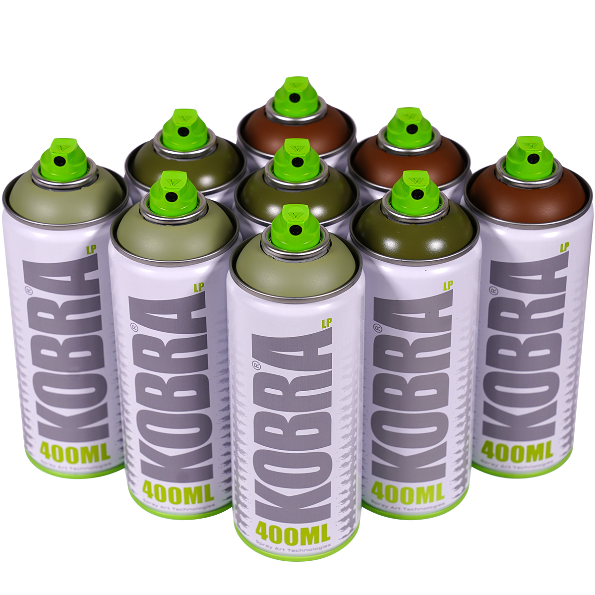 Kobra "New LP 9er Set Dirty War Tones" (9x400ml) Sprühdosen Graffitibox ...