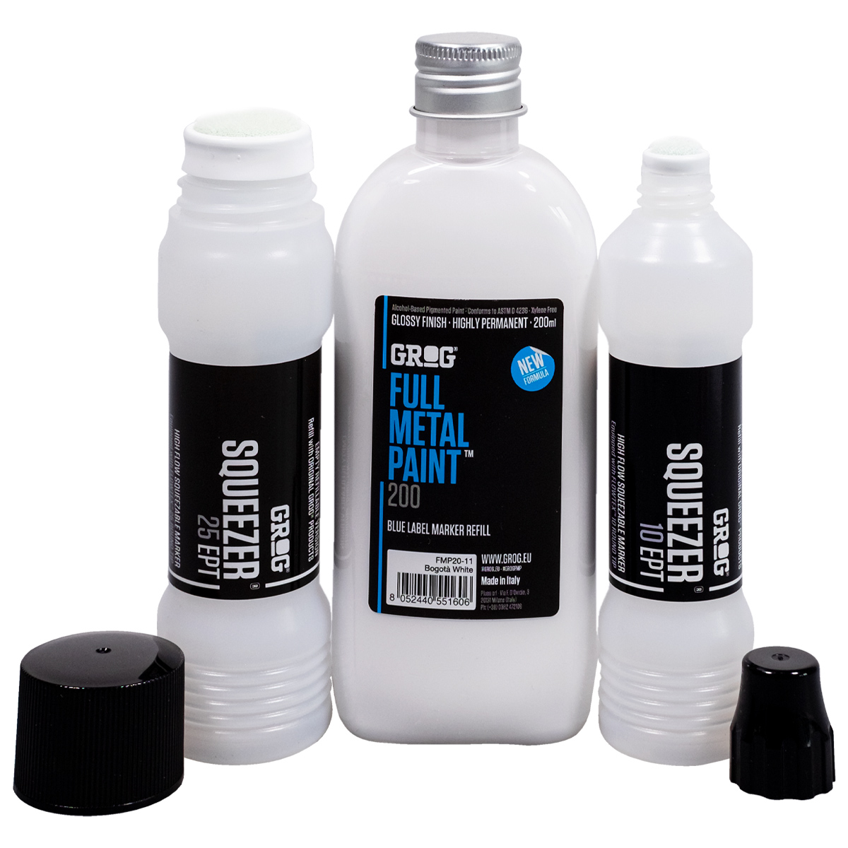 Grog "Full Metal Paint (200ml) + Squeezer Refill Set - White ...