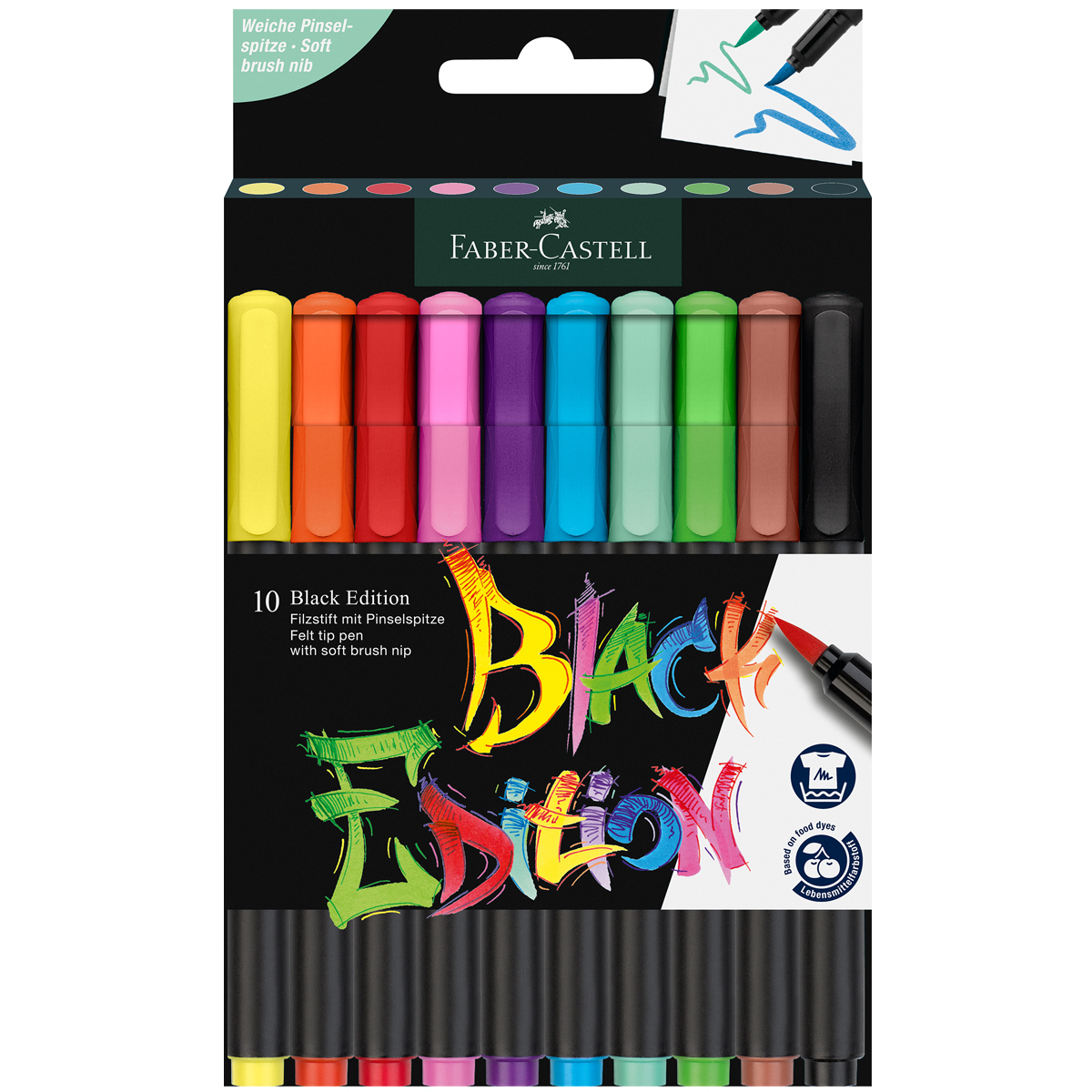 Faber-Castell "Black Edition" Filzstift mit Pinselspitze - 10er Set ...