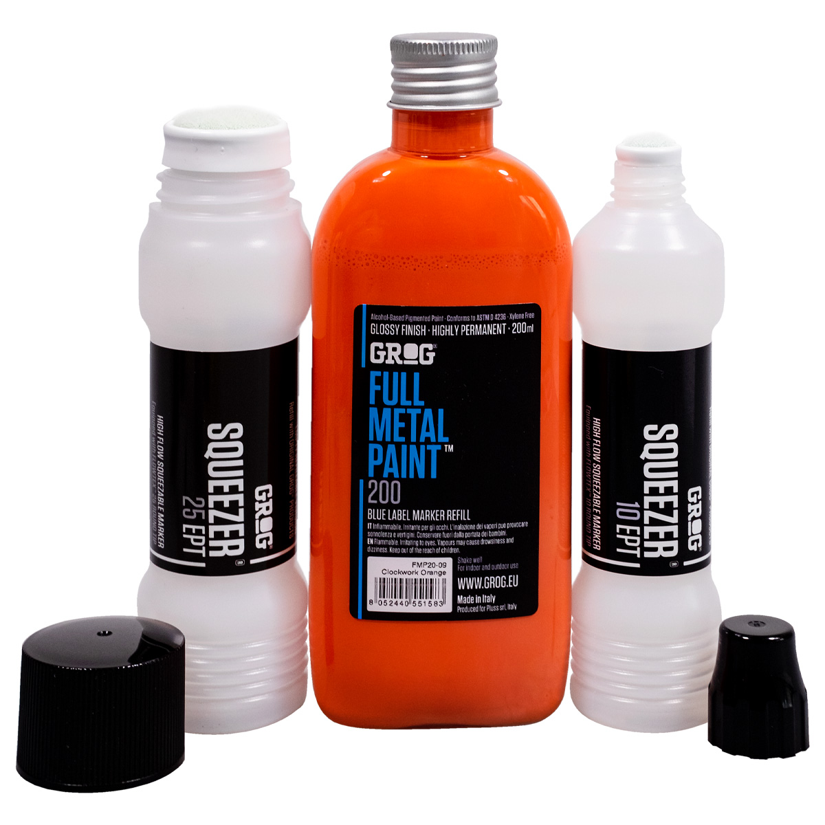Grog "Full Metal Paint (200ml) + Squeezer Refill Set - Orange ...