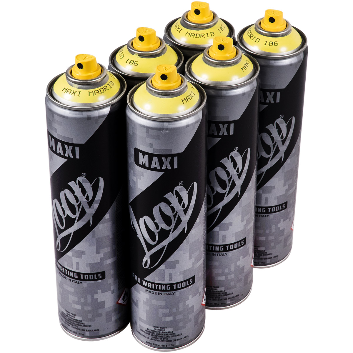 Loop Paint "Maxi One Color Sixpack - Madrid" (6x600ml) Sprühdosen Boxen ...